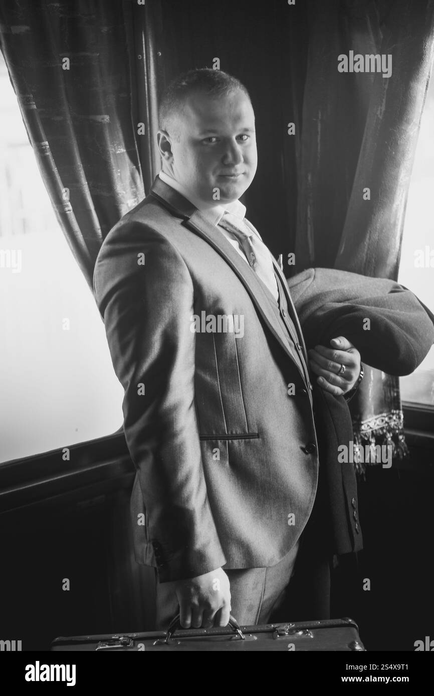 Smiling man work in Black and White Stock Photos & Images - Alamy