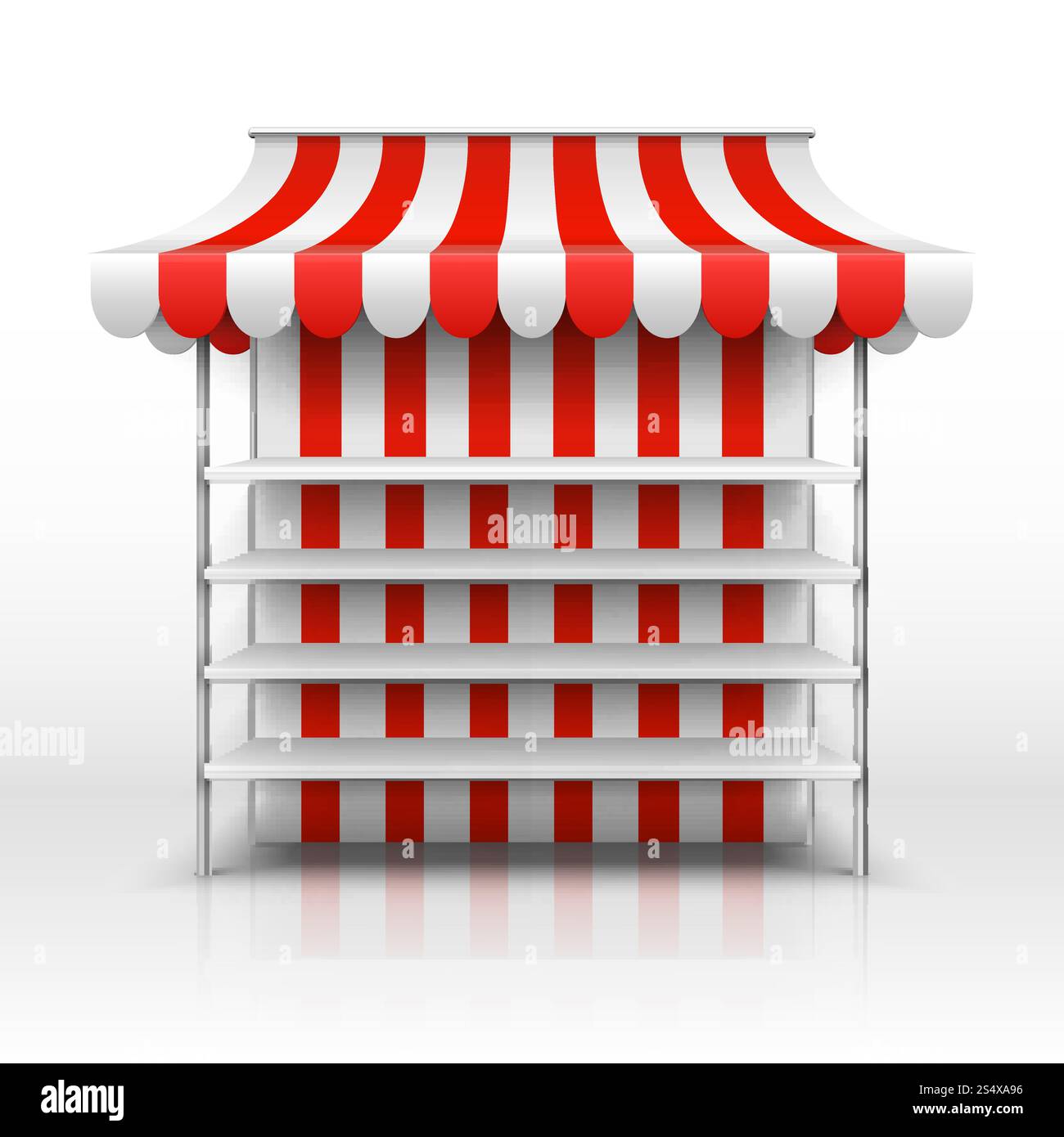 Empty market stall. Kiosk with striped awning vector template ... Empty market stall. Kiosk with striped awning vector template ...