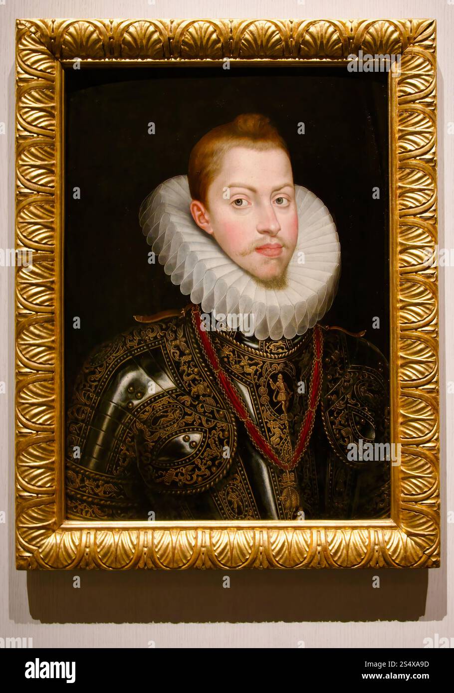 Circa 1603 oil on panel portrait King Philip III of Spain by Juan Pantoja de la Cruz wearing a ...