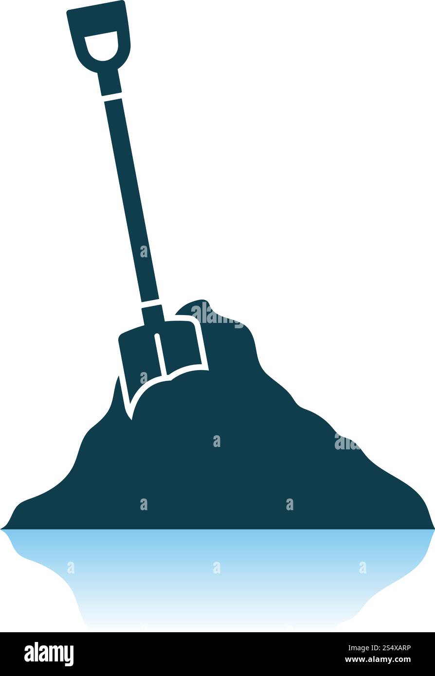 Icon Of Construction Shovel And Sand. Shadow Reflection Design. Vector ...