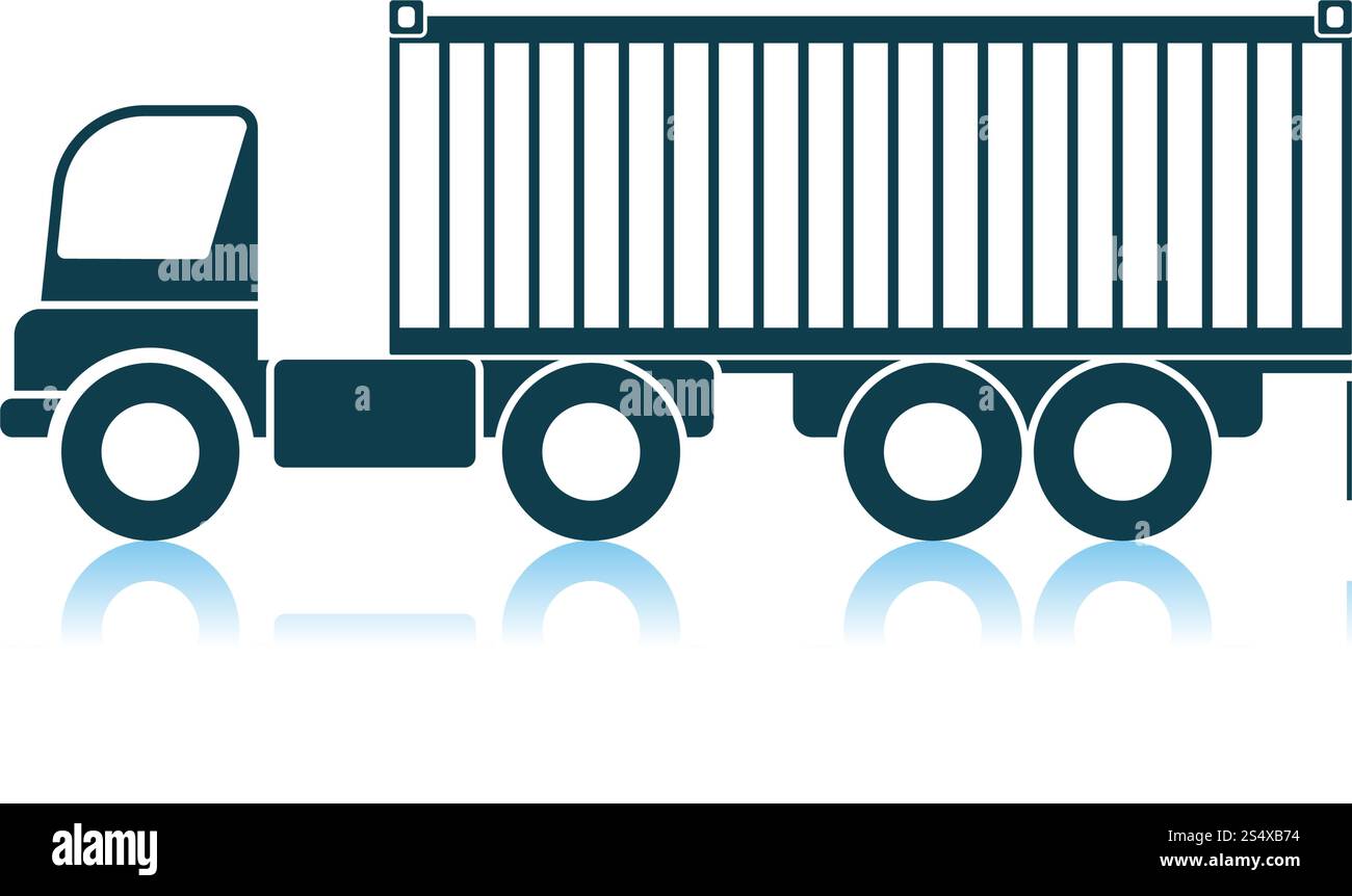 Container Truck Icon. Shadow Reflection Design. Vector Illustration ...