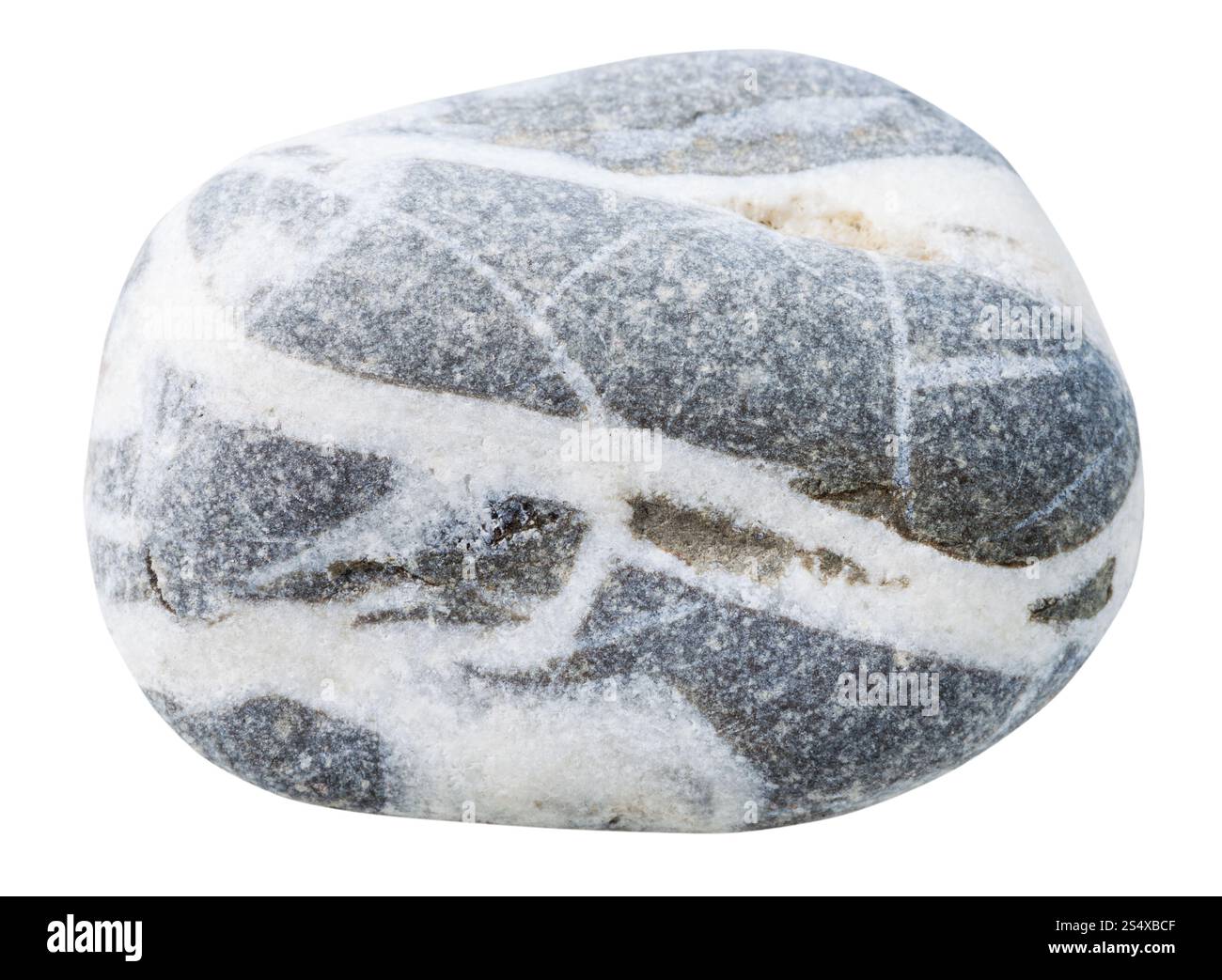 pebble from gneiss rock natural mineral stone isolated on white ...