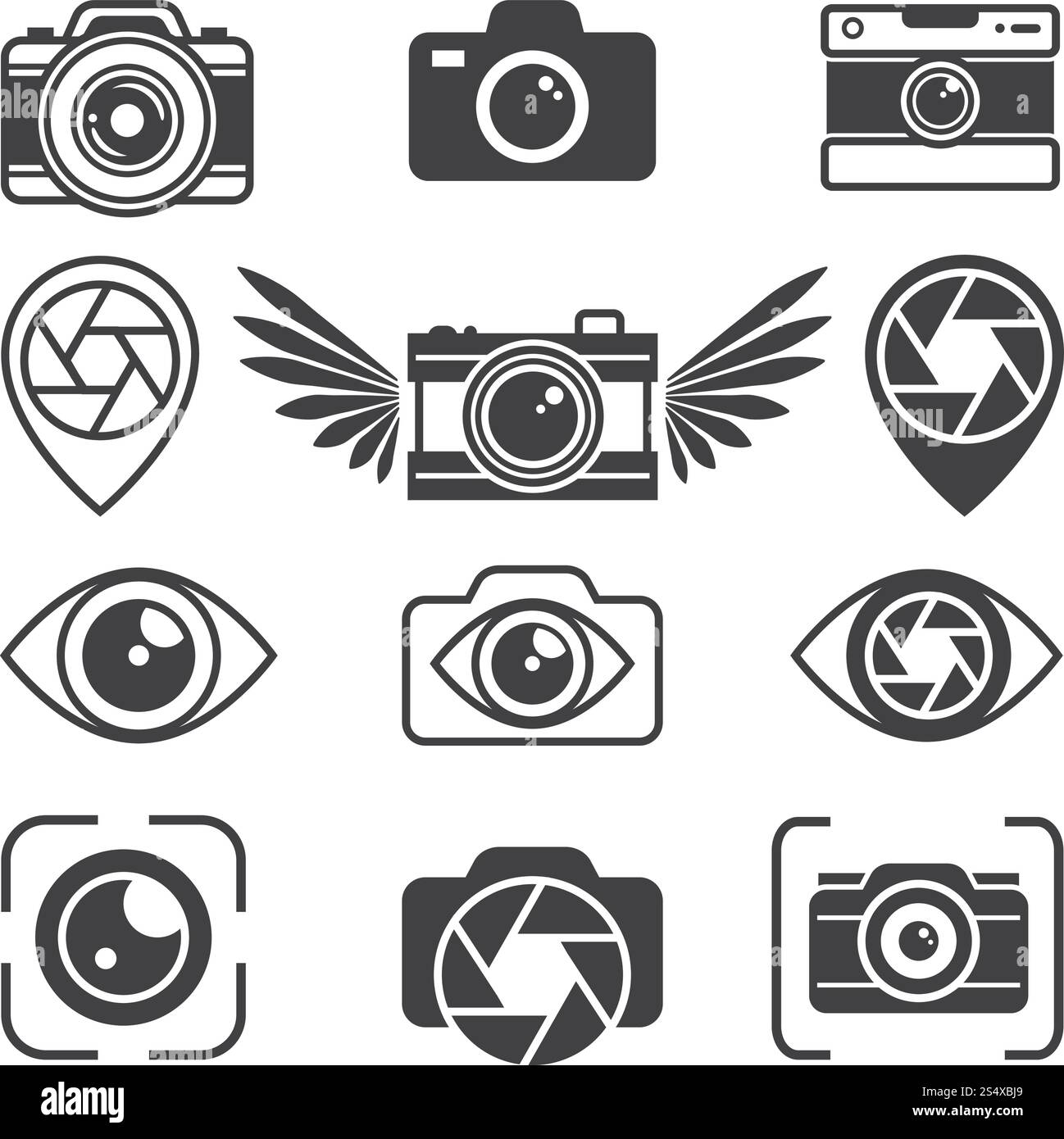 Stylized pictures of different photo equipment. Camera equipment ...