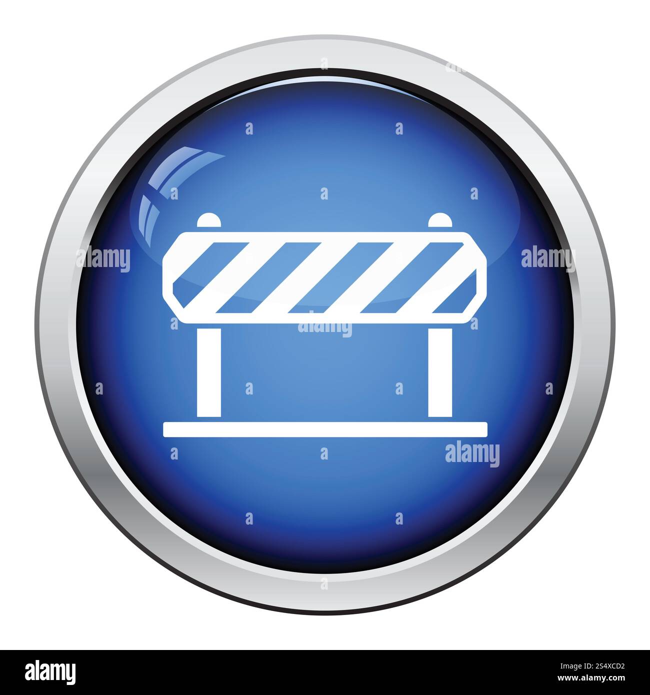 Icon of construction fence. Glossy button design Stock Photo - Alamy
