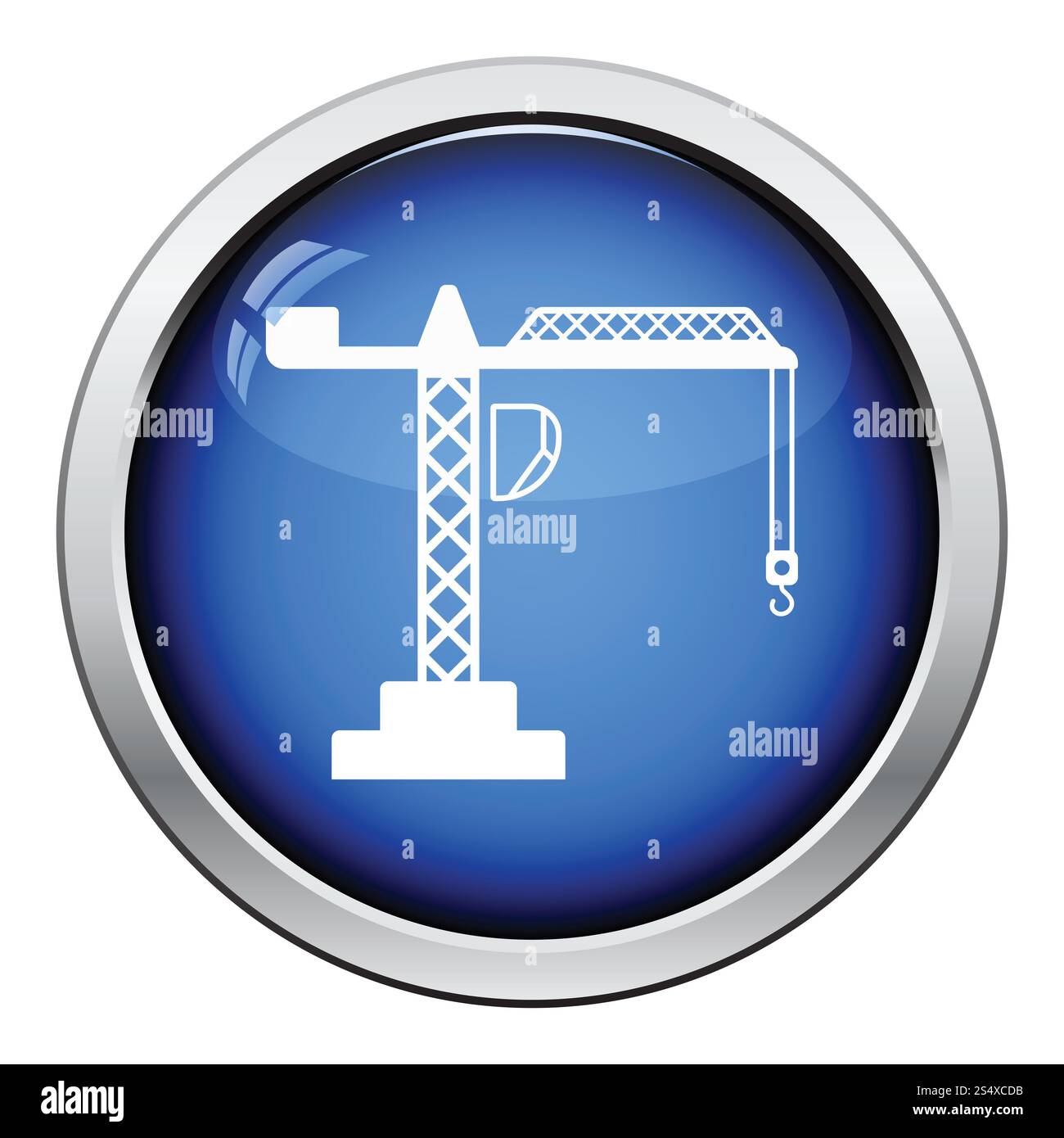 Icon of crane. Glossy button design Stock Photo - Alamy