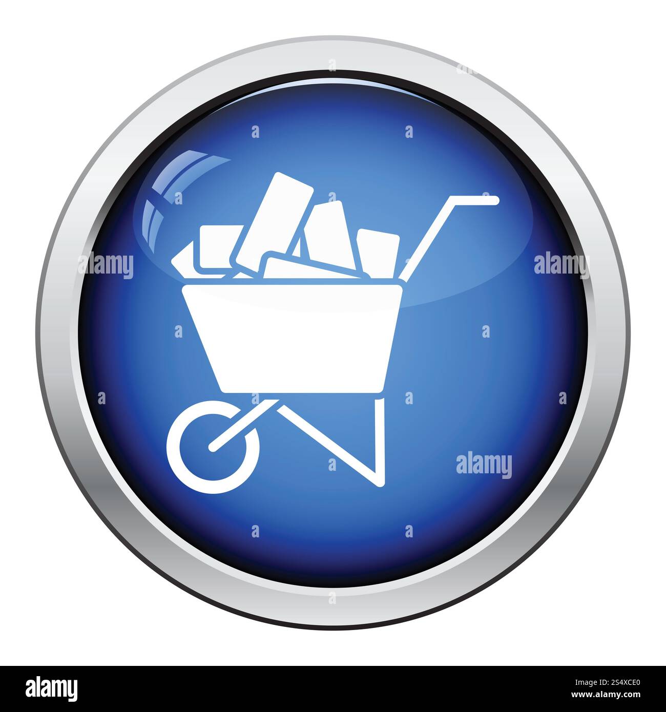 Icon of construction cart . Glossy button design Stock Photo - Alamy