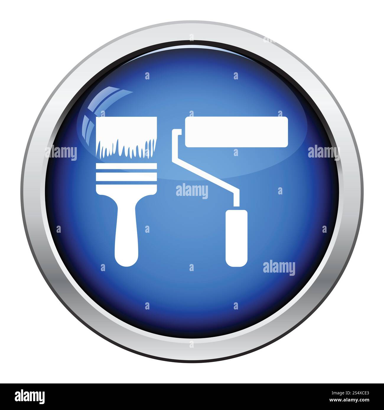 Icon of construction paint brushes. Glossy button design Stock Photo ...