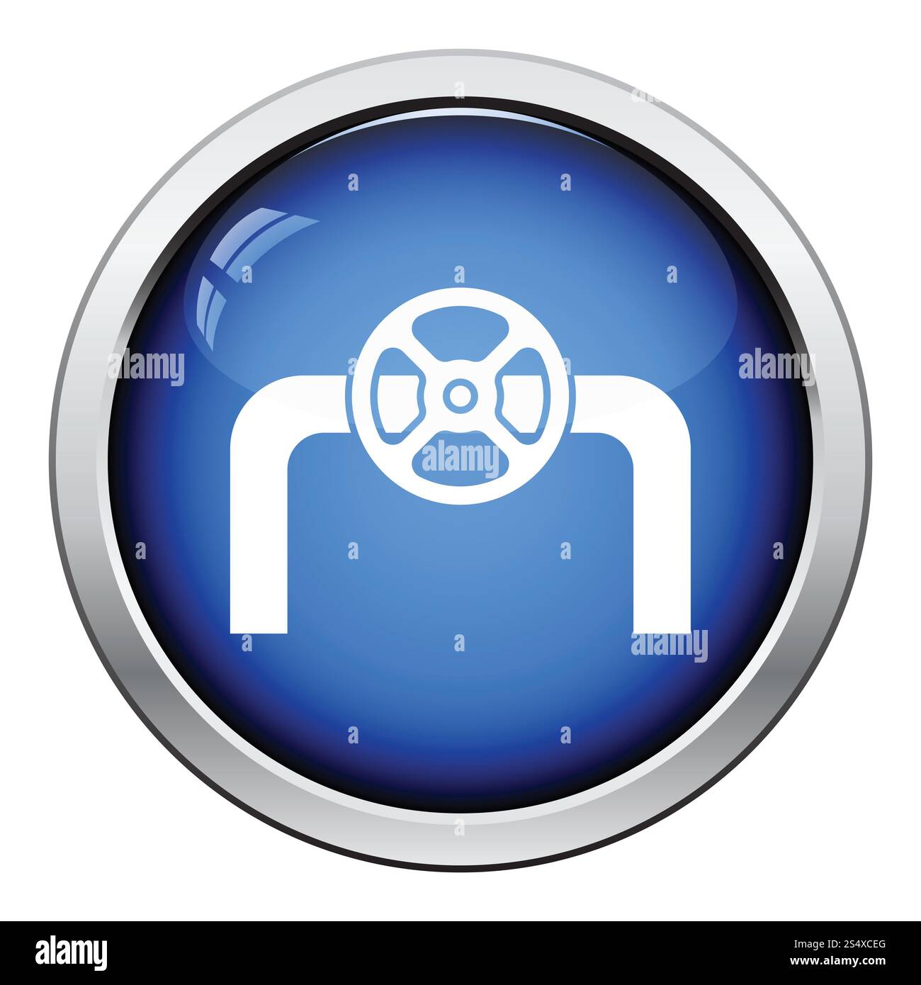 Icon of Pipe with valve. Glossy button design Stock Photo - Alamy