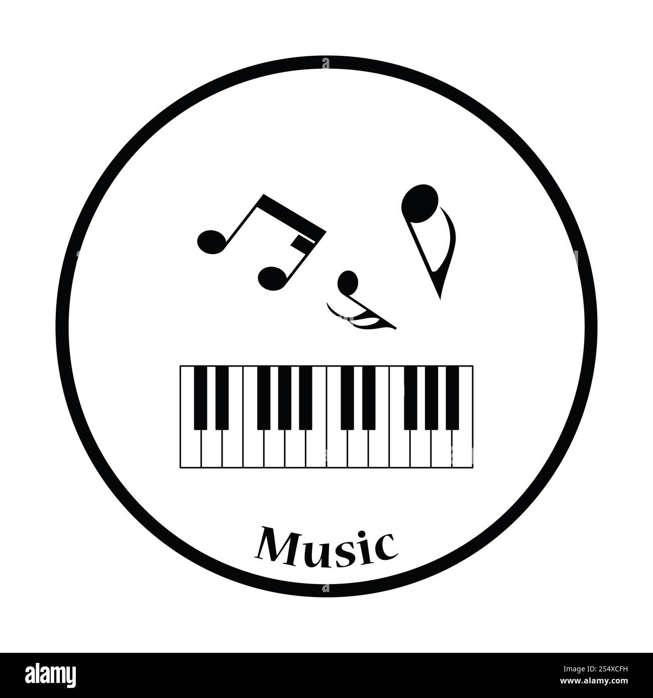 Icon of Piano keyboard. Thin circle design Stock Photo - Alamy