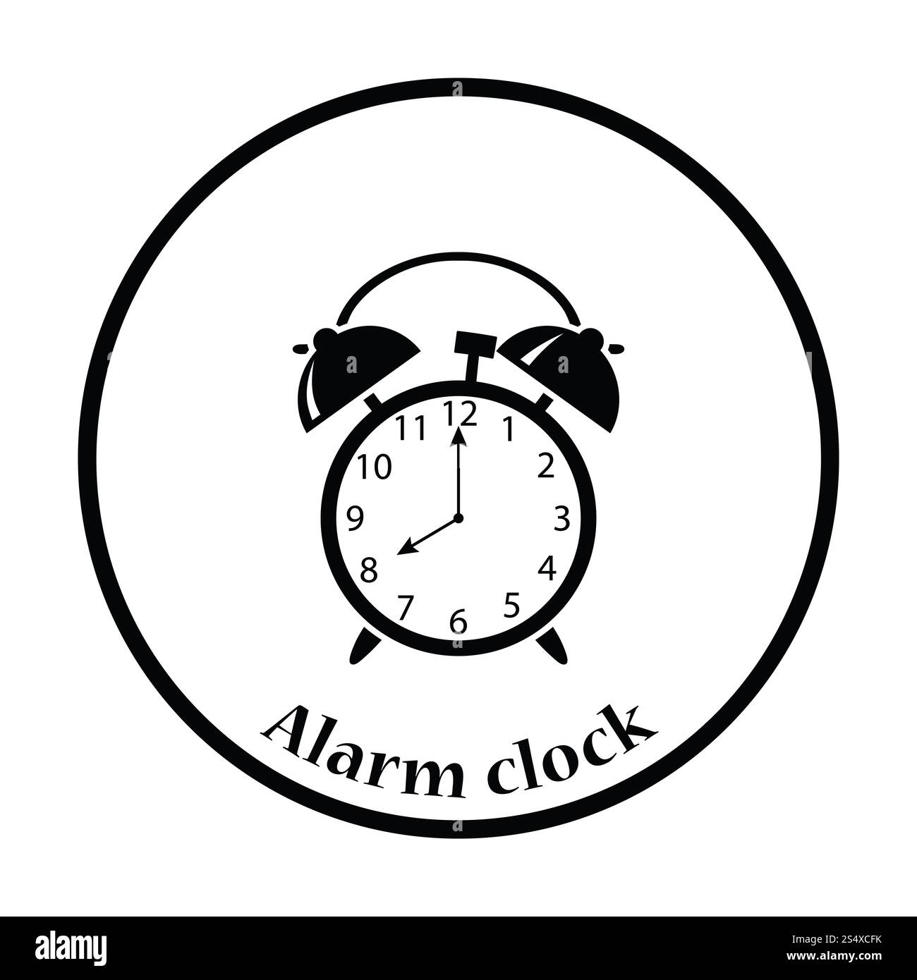 Icon of Alarm clock. Thin circle design Stock Photo - Alamy