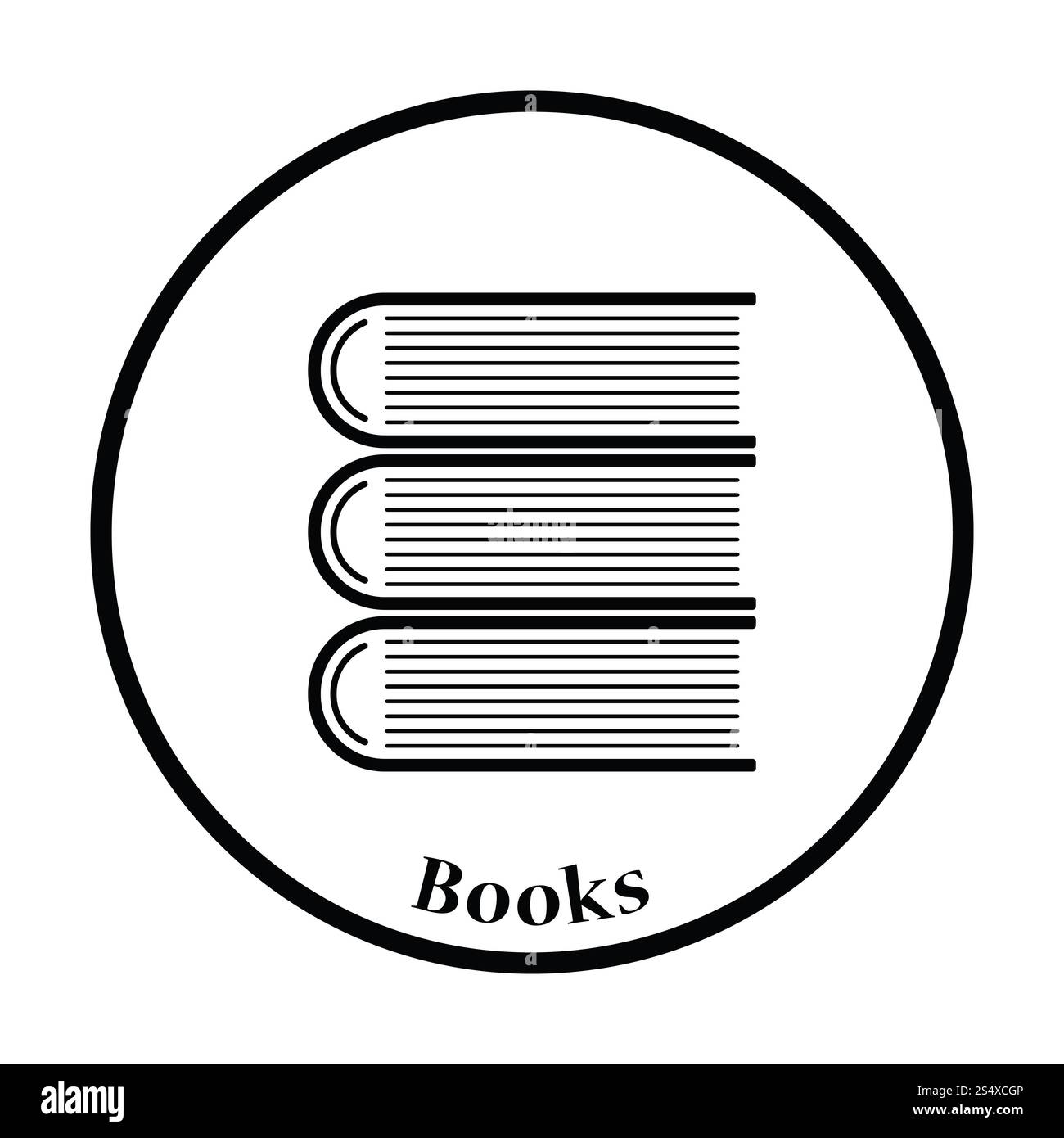 Icon of Stack of books. Thin circle design Stock Photo - Alamy