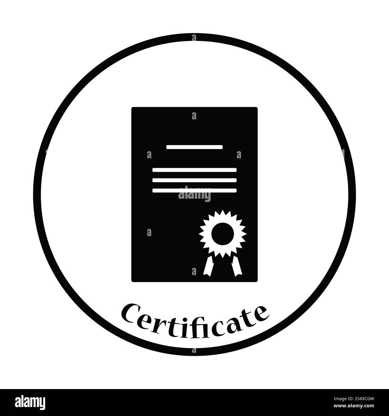Icon of Diploma. Thin circle design Stock Photo - Alamy