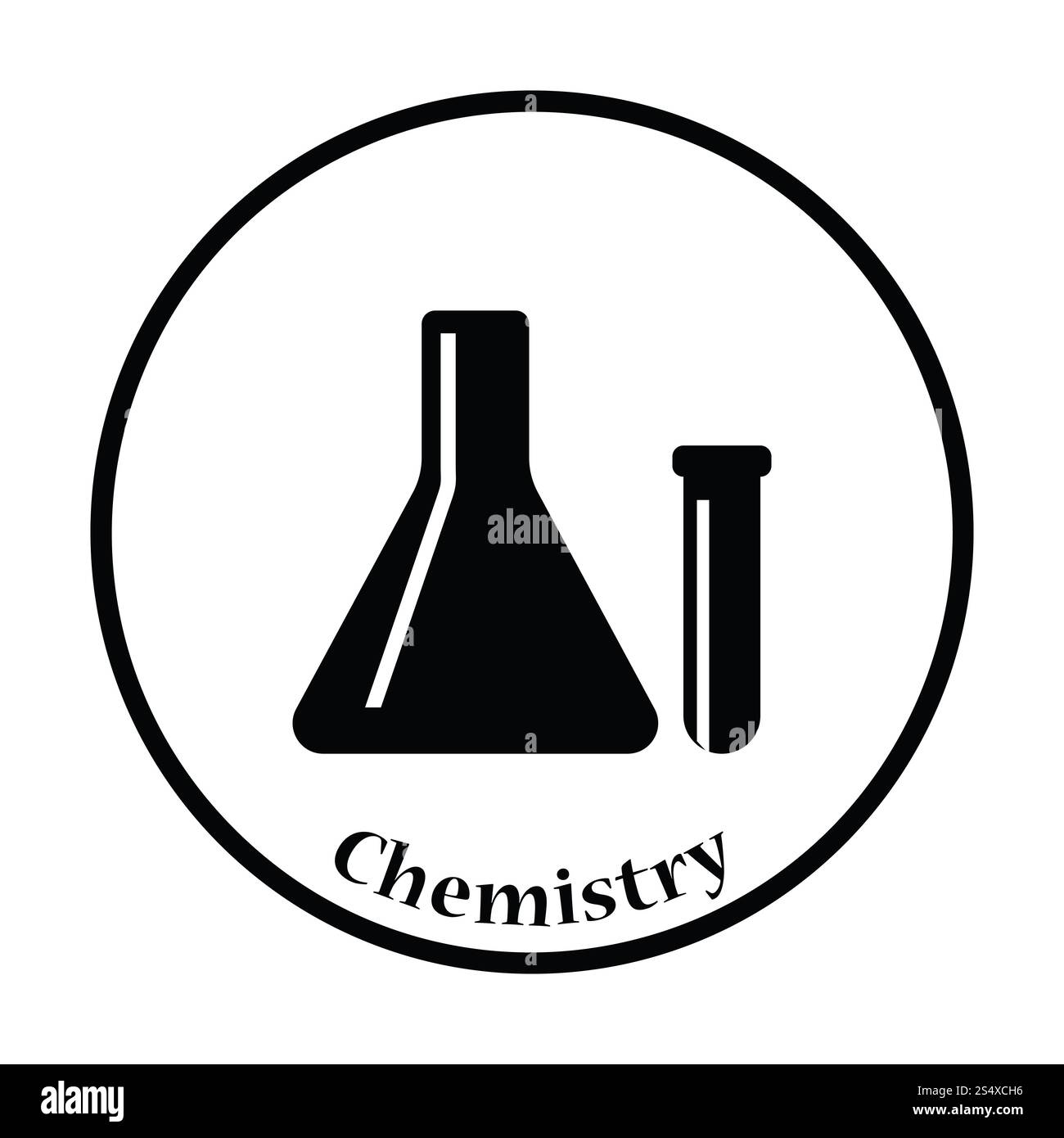 Icon of Chemical bulbs. Thin circle design Stock Photo - Alamy