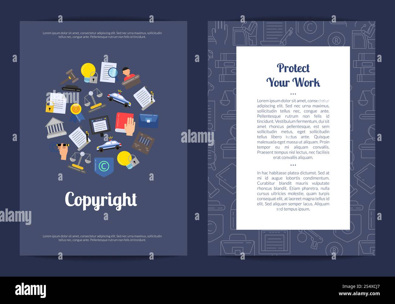 Vector linear and flat style copyright elements card or flyer template ...