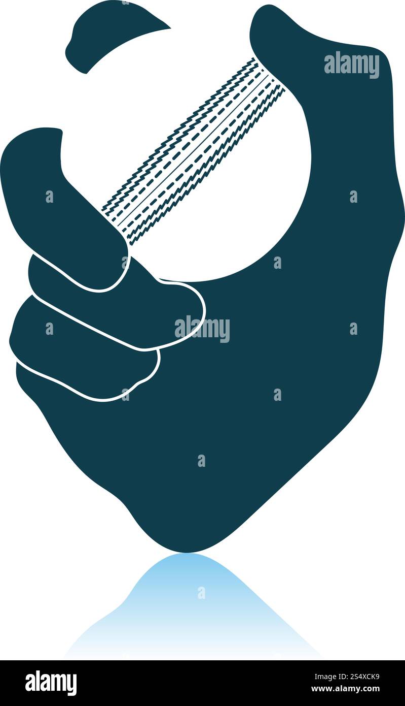 Hand Holding Cricket Ball Icon. Shadow Reflection Design. Vector ...