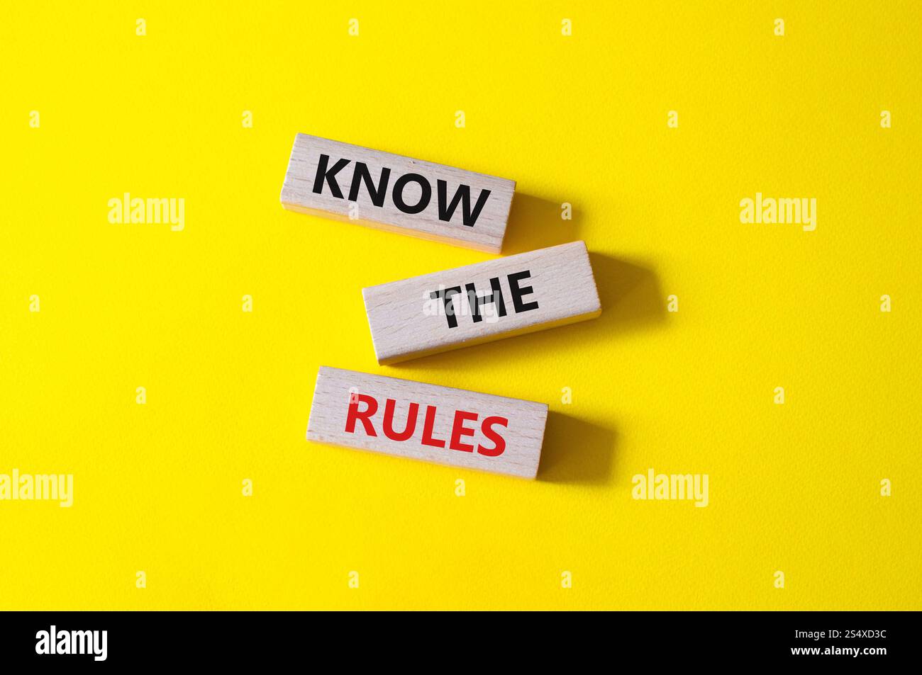 Know the rules symbol. Wooden blocks with words Know the rules ...