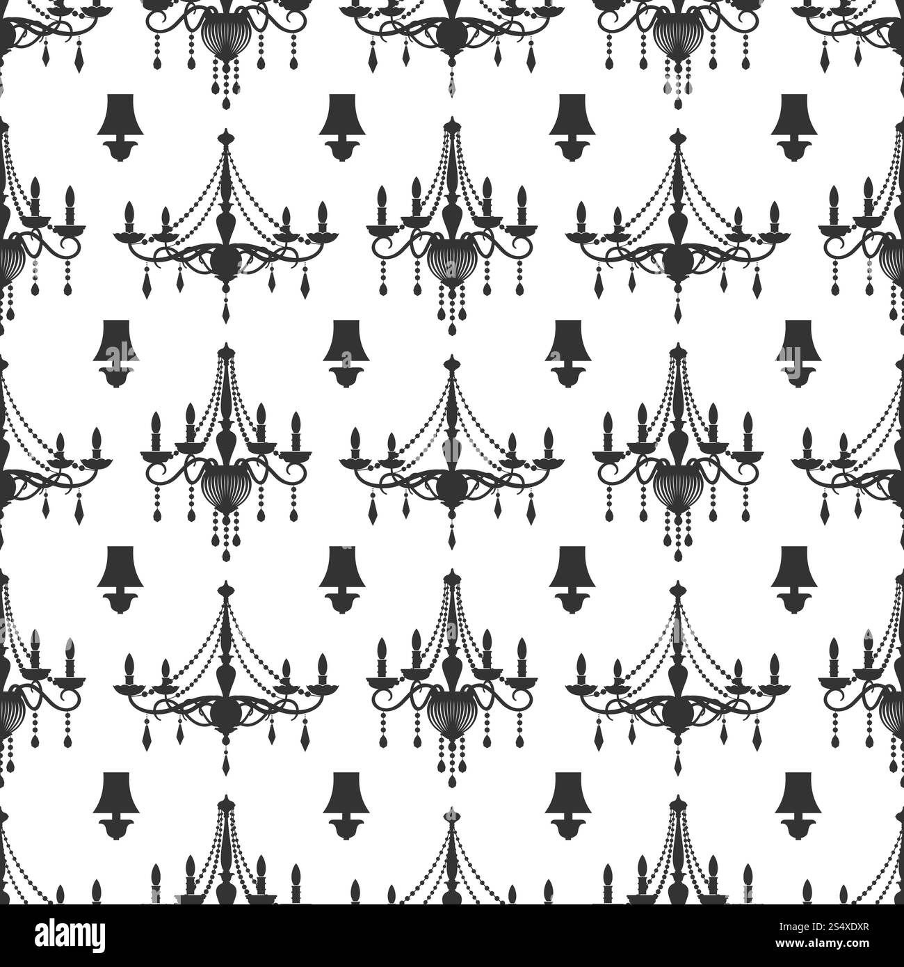 Elegance crystal chandeliers seamless pattern background design black ...