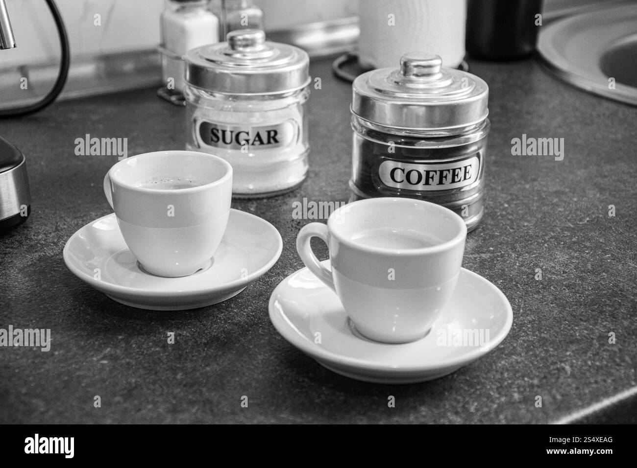 Espresso coffee barista cafe Black and White Stock Photos & Images - Alamy