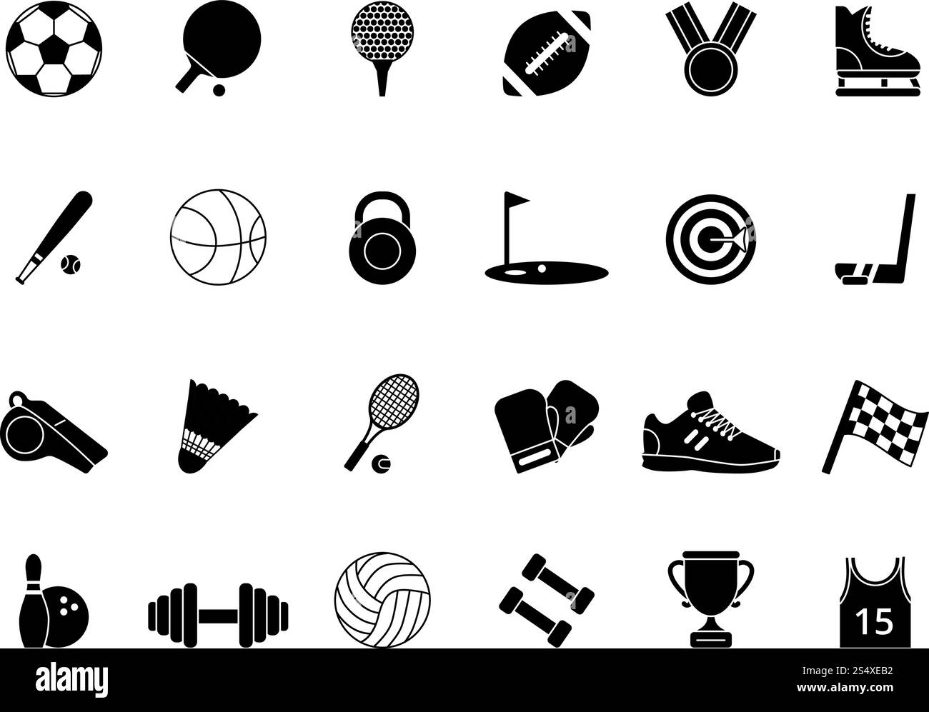 Monochrome black sport symbols. Vector pictures set of volleyball and ...