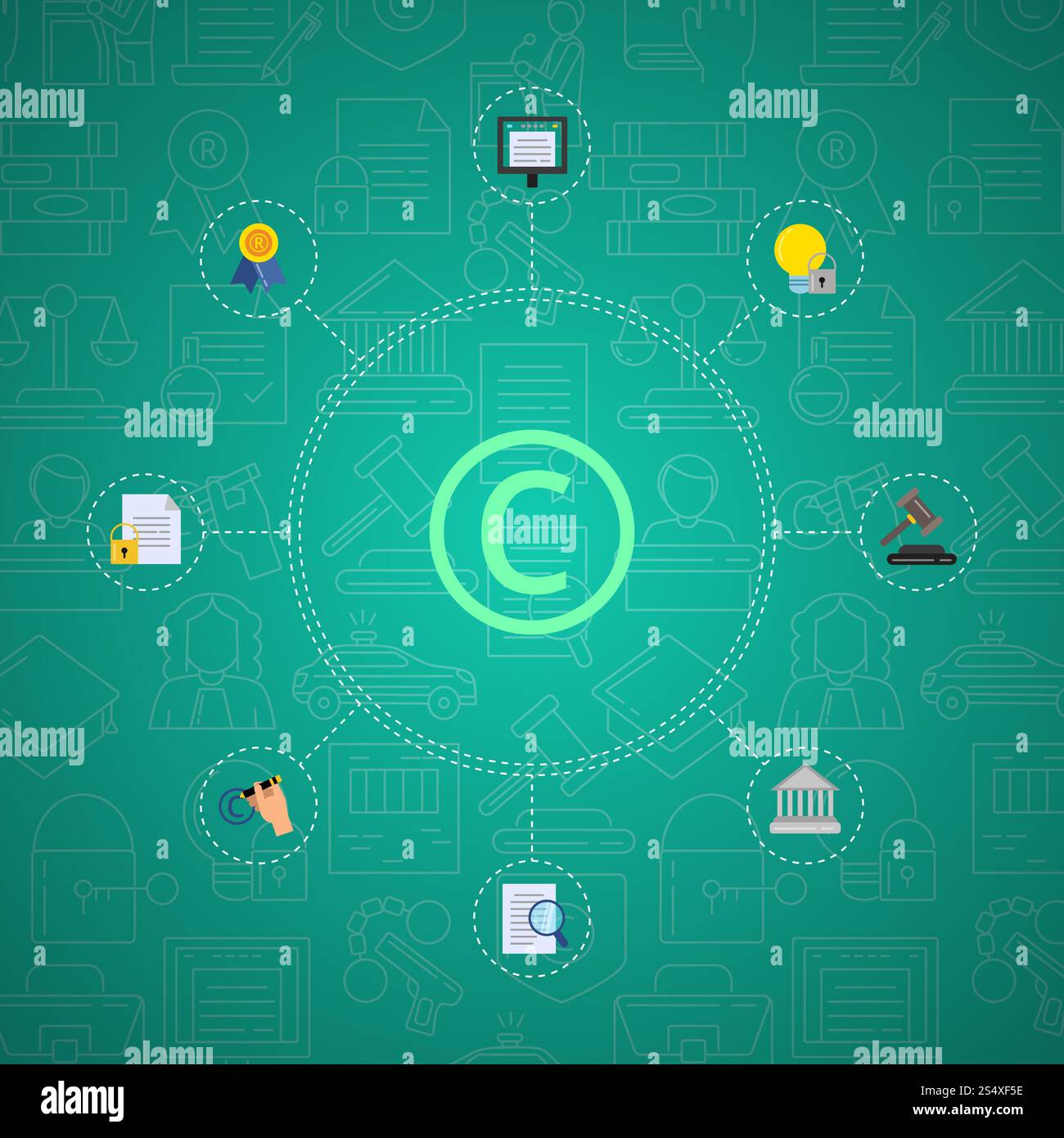 Vector flat style copyright elements infographic on gradient background ...