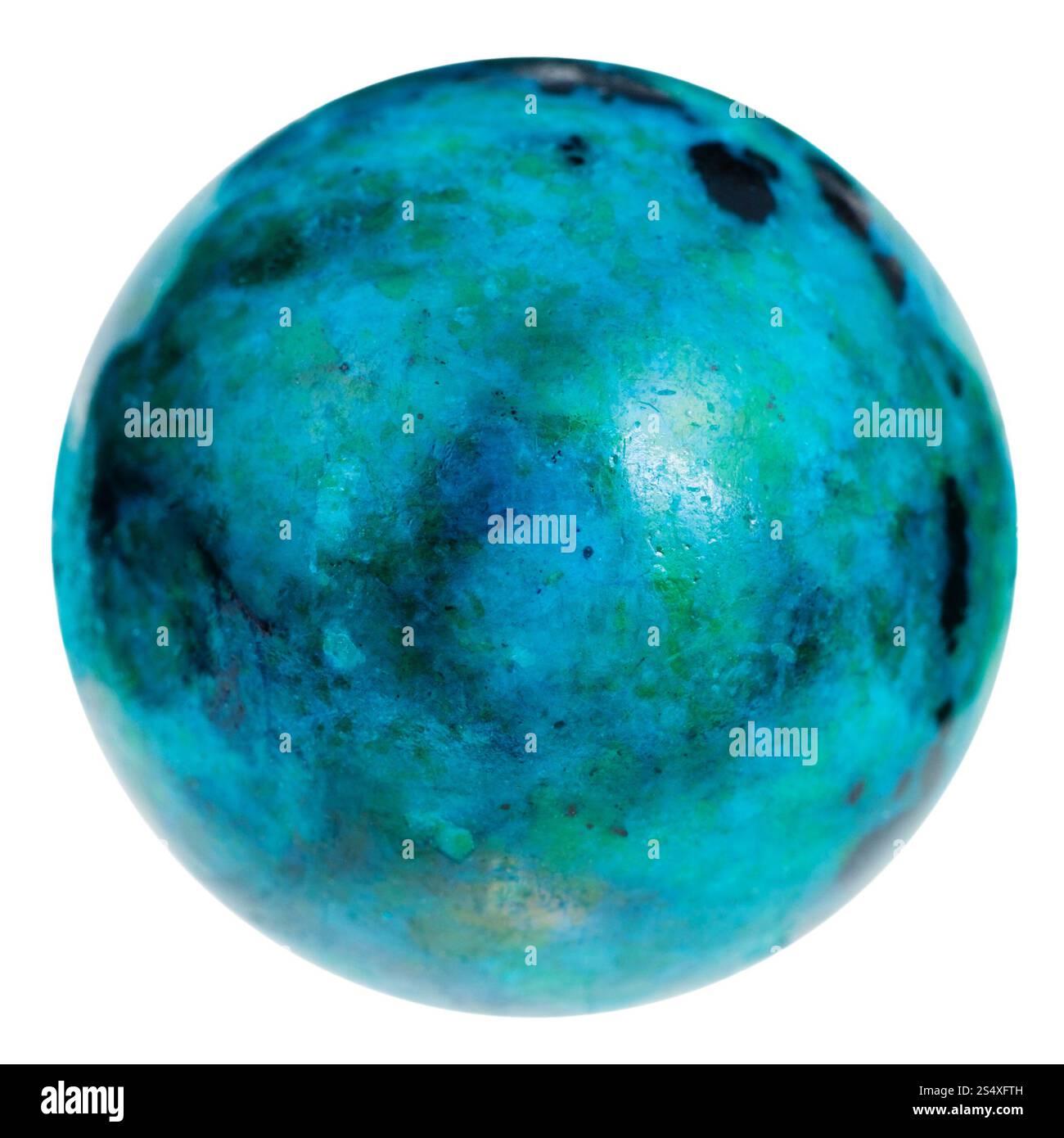 macro shooting of natural mineral stone - sphere from blue chrysocolla ...