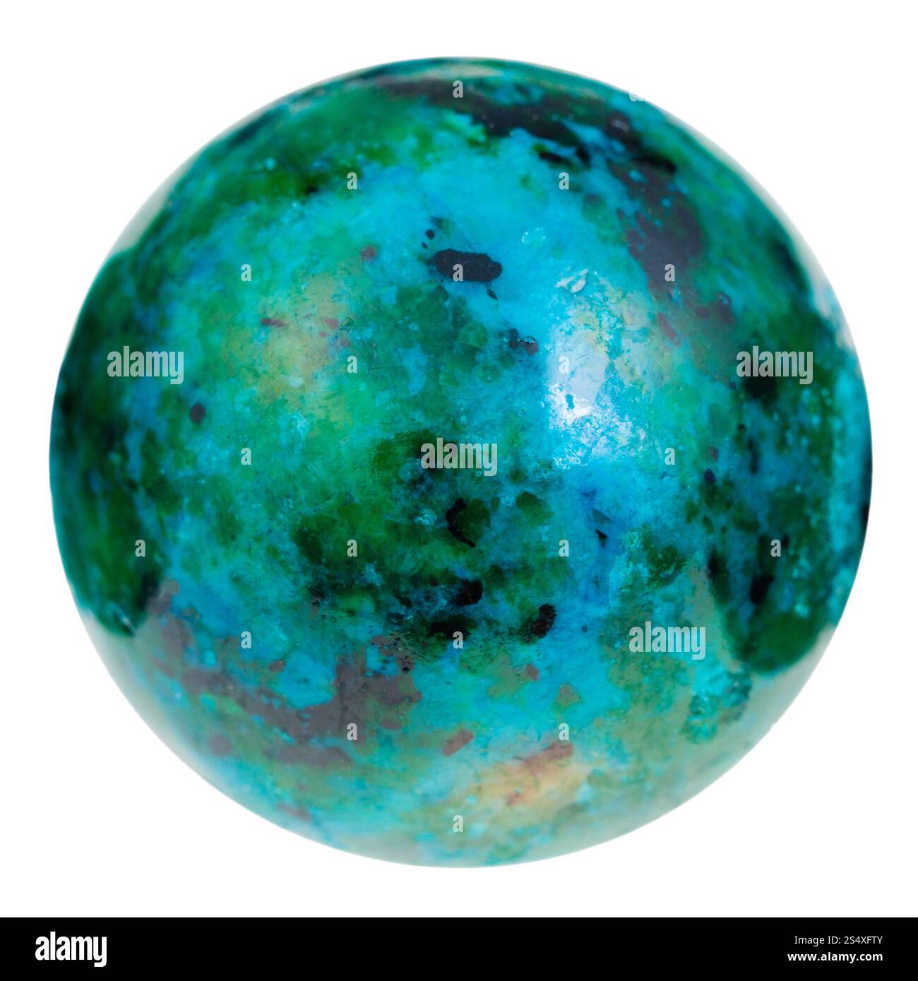 macro shooting of natural mineral stone - ball from green and blue ...