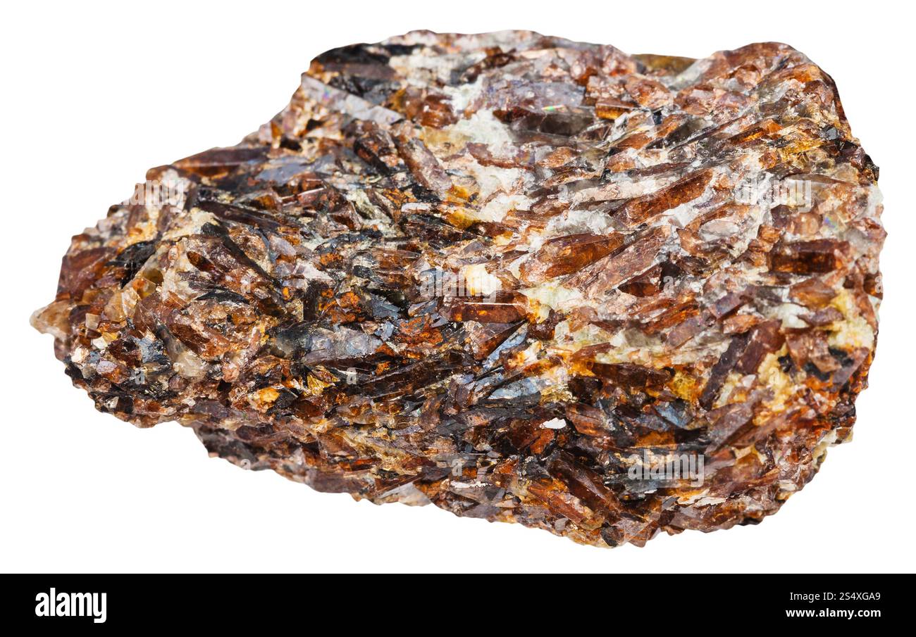 macro shooting of natural mineral stone - crystals of titanite (sphene ...