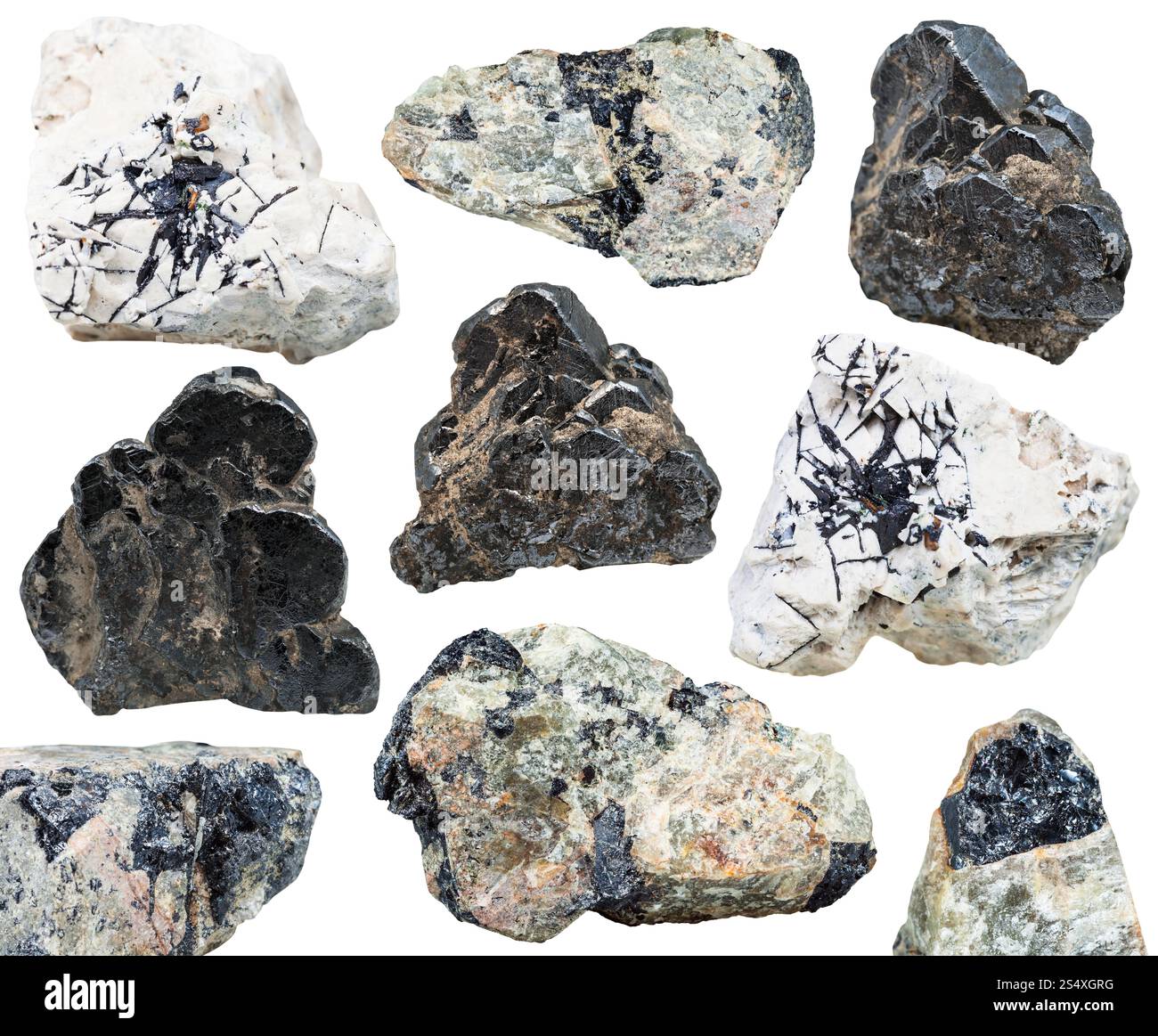 set of various natural mineral stones - black Ilmenite ( titanium-iron ...
