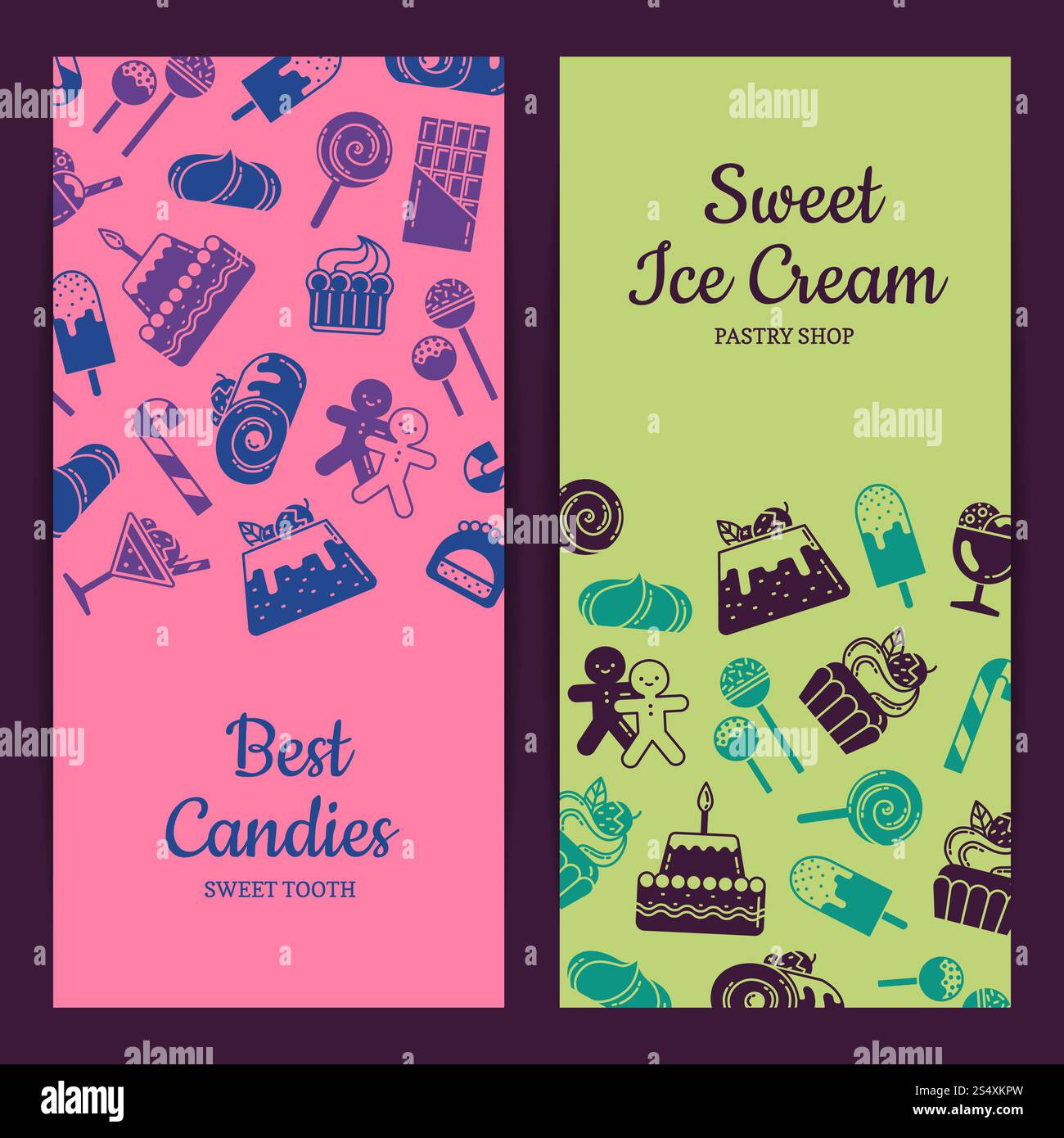 Vector card or flyer template for pastry or confectionary shop with ...