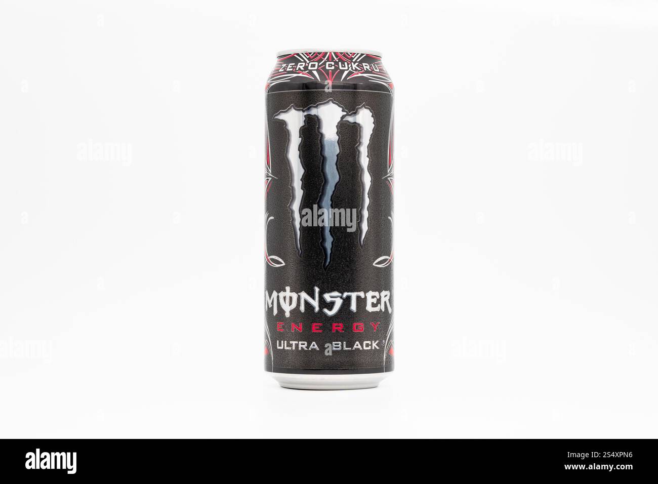 Monster Energy Ultra Black beverage. The sugar free energy drink tastes ...