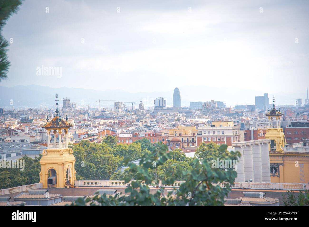 Montjuic hill skyline view hi-res stock photography and images - Alamy