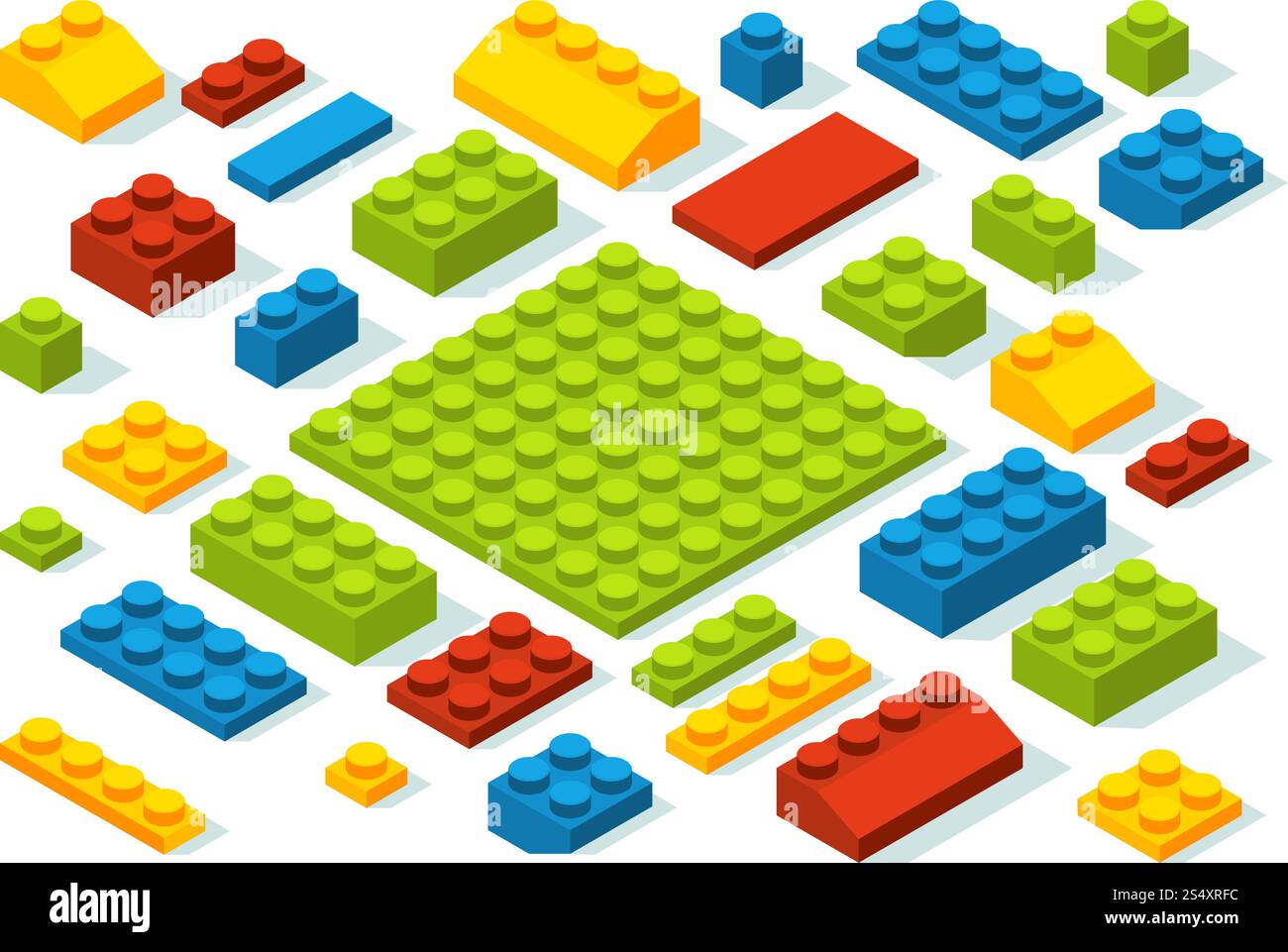 Isometric constructor blocks at different colors. Cube brick and block ...