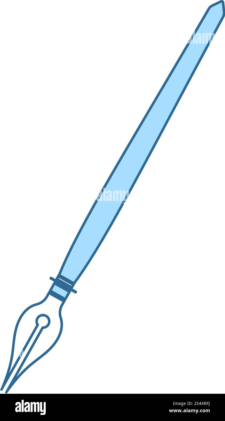 Fountain Pen Icon. Thin Line With Blue Fill Design. Vector Illustration ...