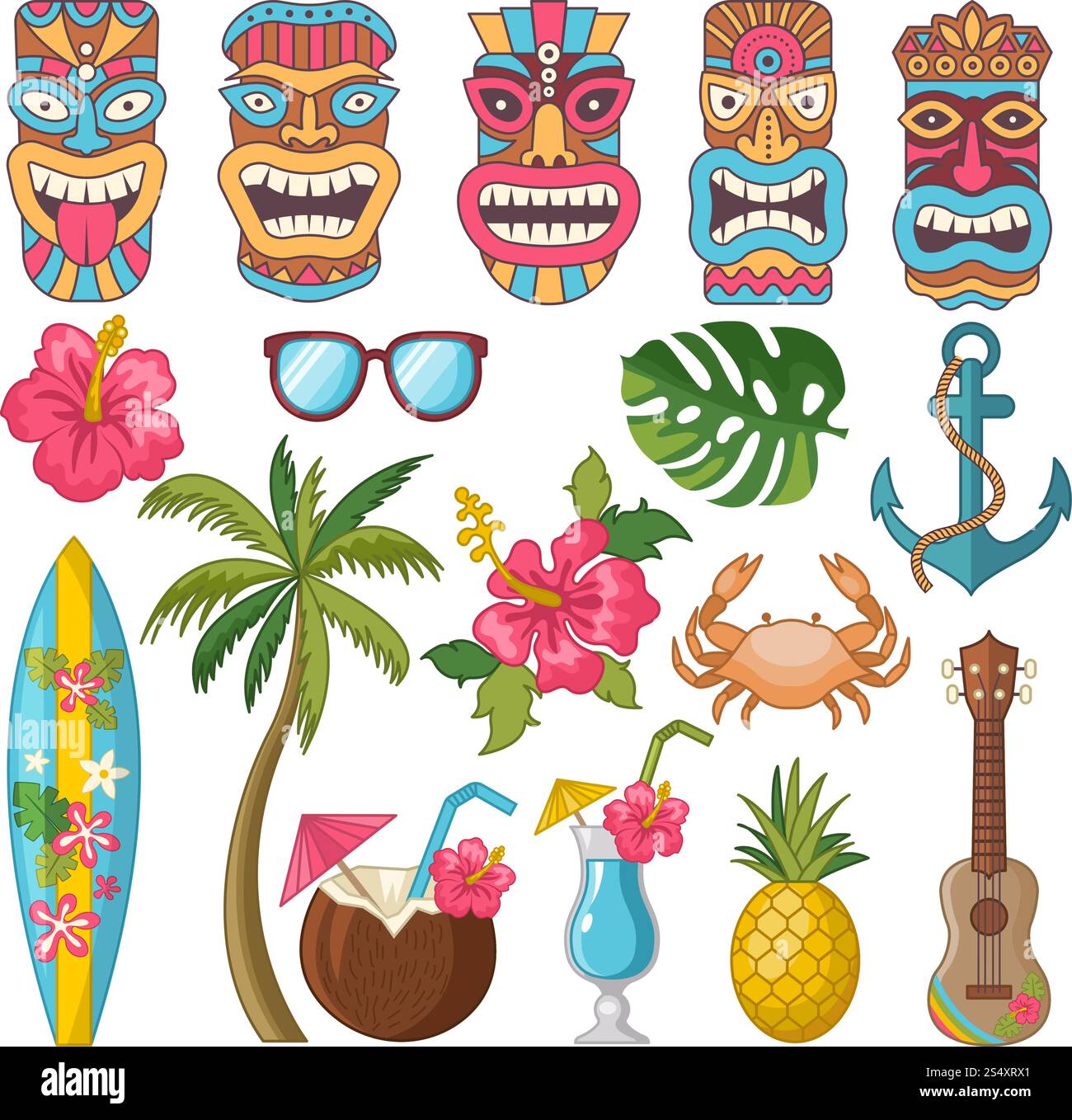Tribal symbols of hawaiian and african culture. Vector african hawaii ...