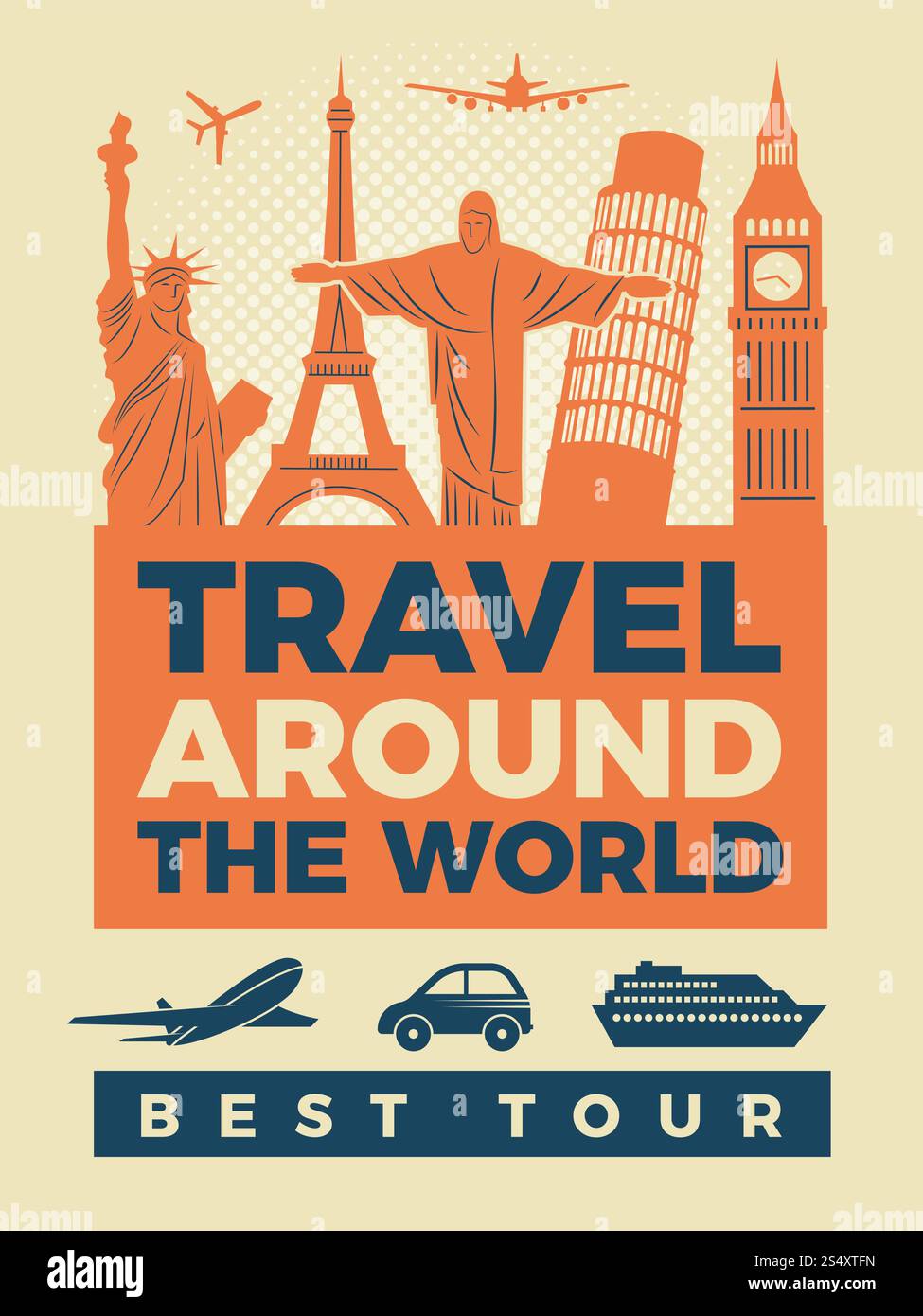 Travel poster with illustrations of famous landmarks travel and ... Travel poster with illustrations of famous landmarks travel and ...