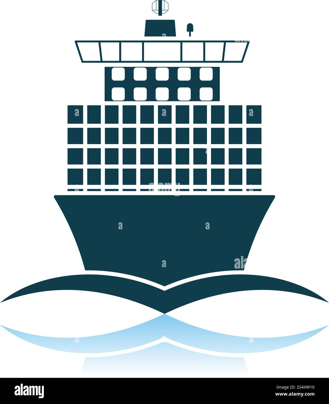 Container Ship Icon Front View. Shadow Reflection Design. Vector ...