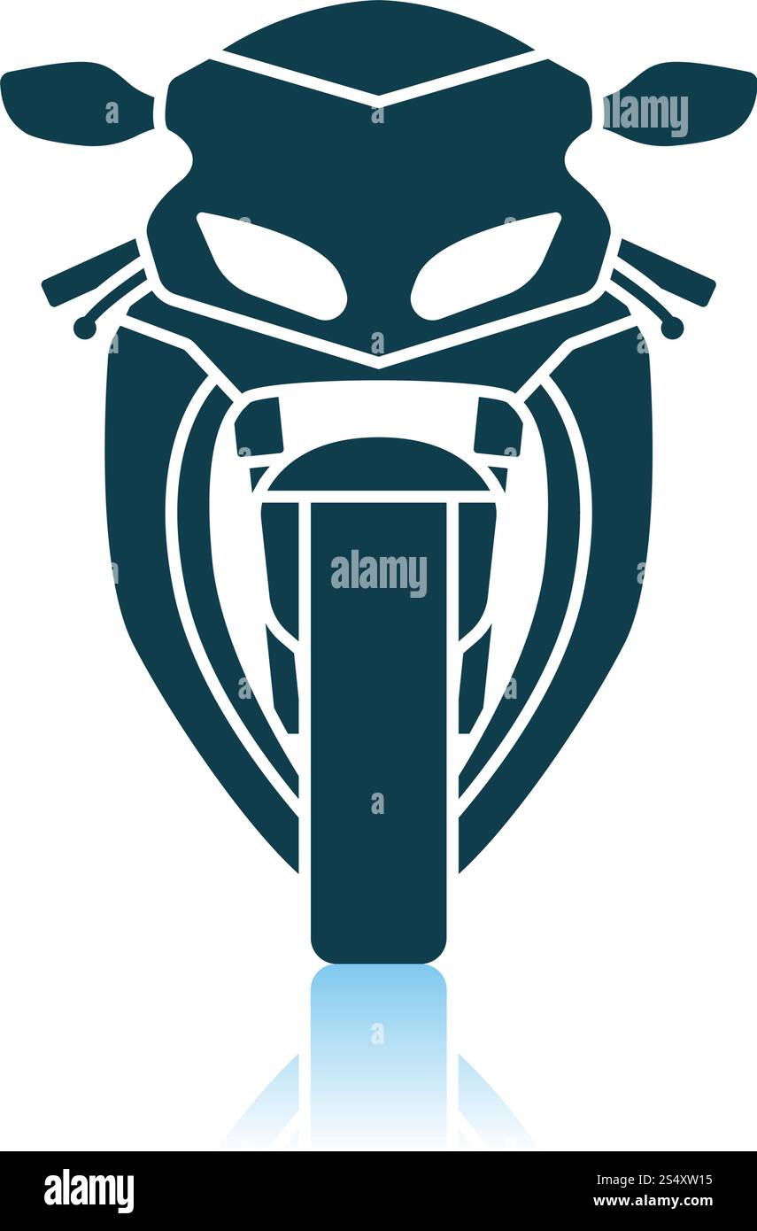 Motorcycle Icon Front View. Shadow Reflection Design. Vector ...