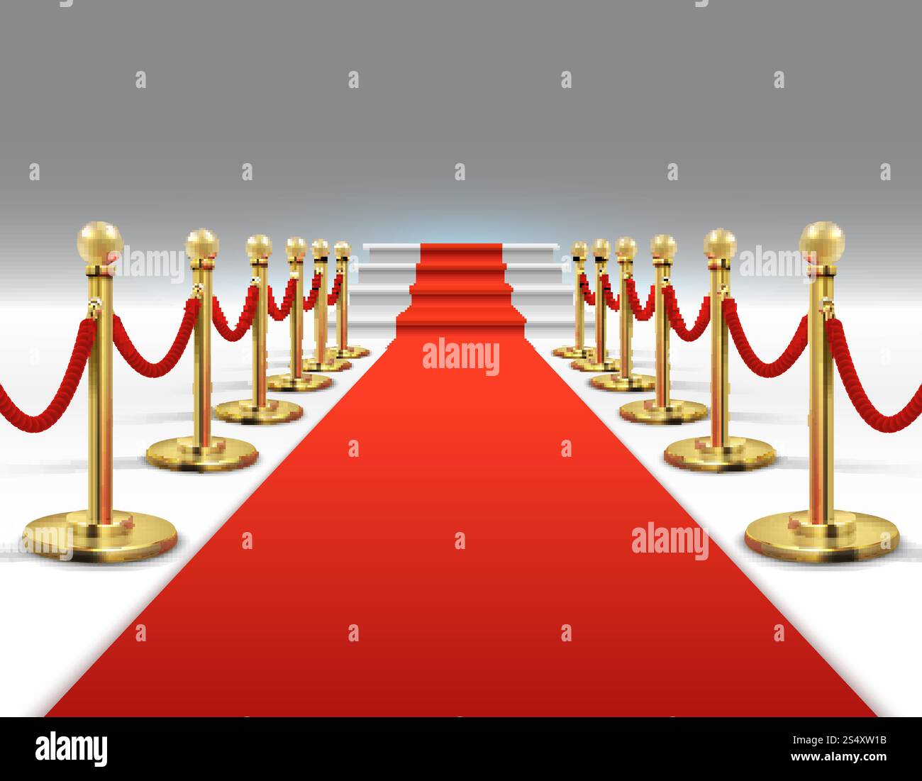 Hollywood luxury and elegant red carpet with stairs in perspective ...