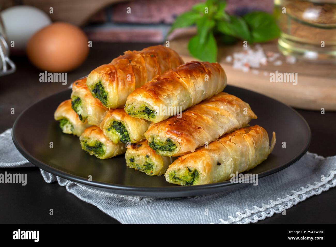 Turkish Tepsi Boregi, Round Borek, Tray pastry (Turkish name; rulo ...