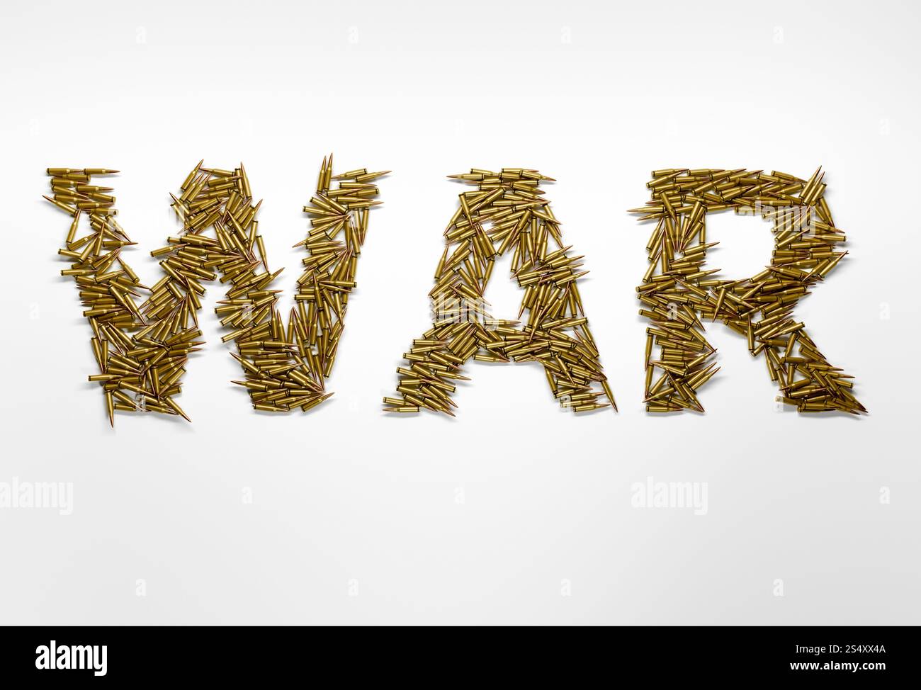 Concept of war conflicts. Word War typed with font made of bullets on ...