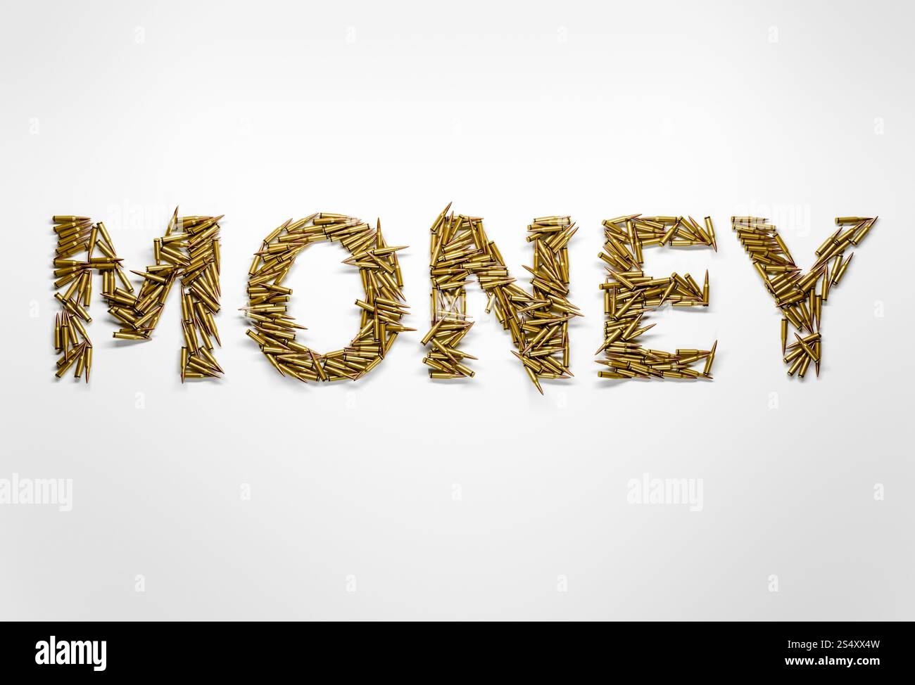 Concept of money made on war and conflicts. Word money typed with font ...