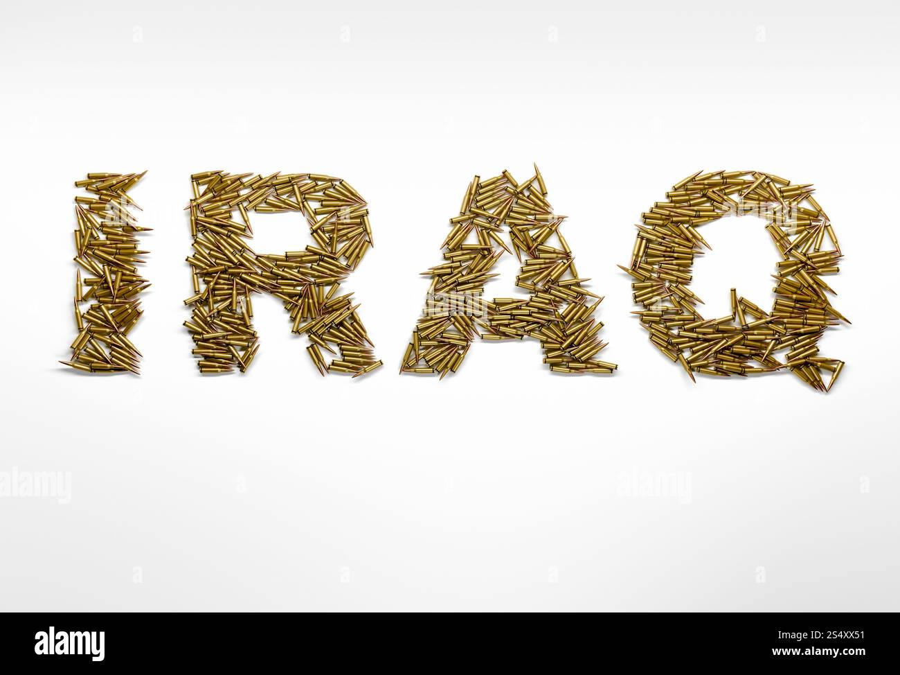Concept of war in Iraq. Word Iraq typed with font made of bullets on ...