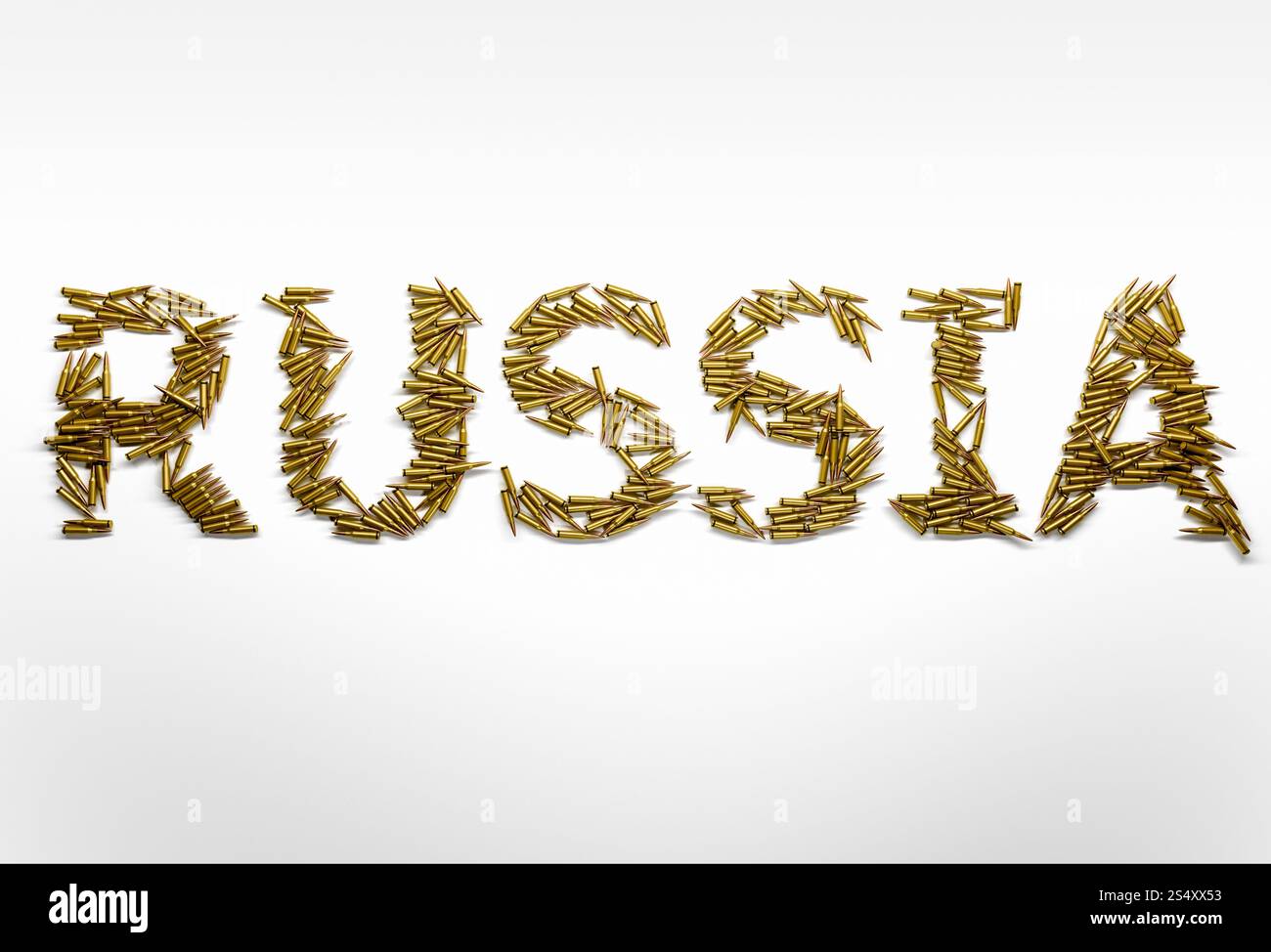 Concept of Russia in military conflicts. Word Russia typed with font ...