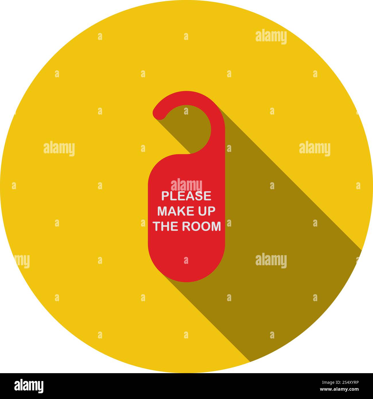 Mke Up Room Tag Icon. Flat Circle Stencil Design With Long Shadow ...