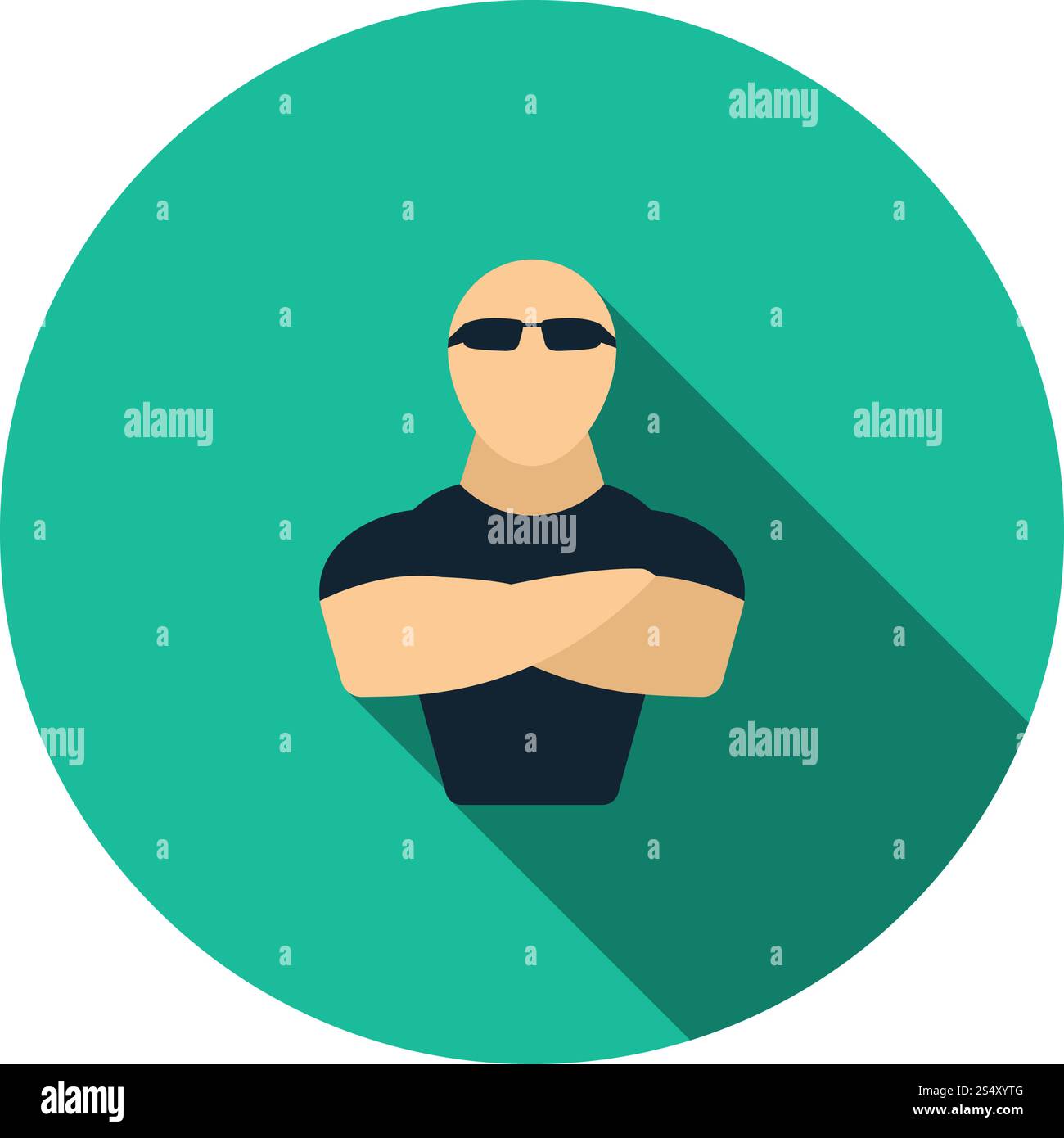 Night Club Security Icon. Flat Circle Stencil Design With Long Shadow ...