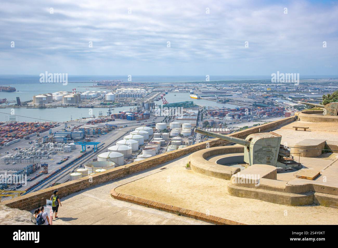 View of the container terminal of the port of Barcelona, Catalonia ...