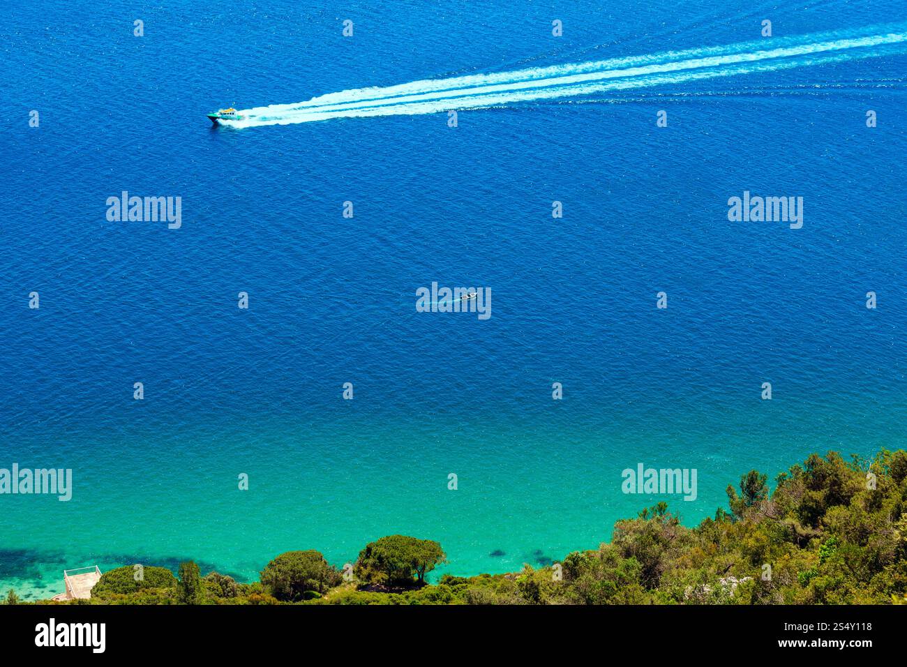 Summer sea coast landscape. Top view from Nature Park Arrabida in ...