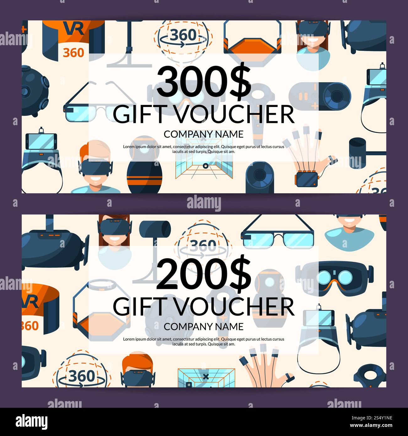 Vector gift voucher or discount card template with flat style virtual ...