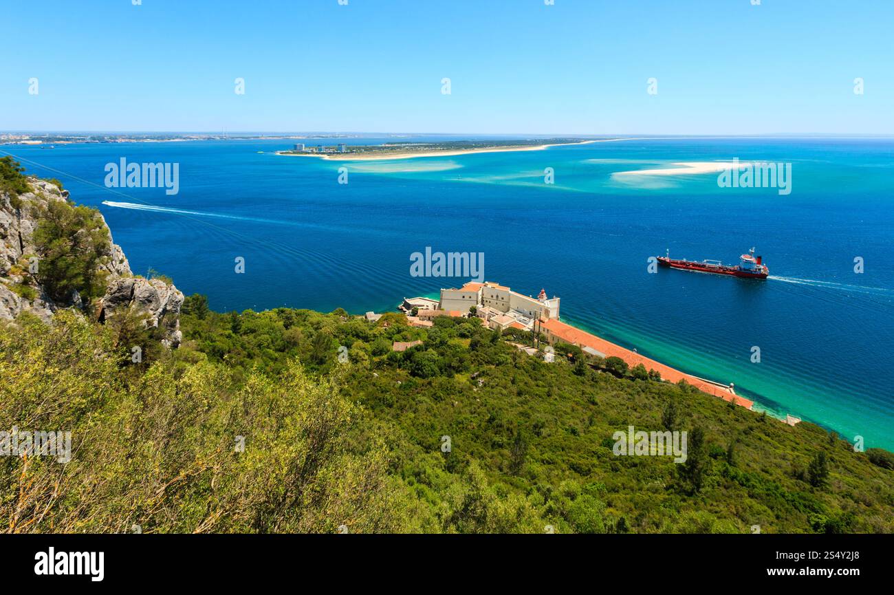 Summer sea coast landscape. Top view from Nature Park Arrabida in ...