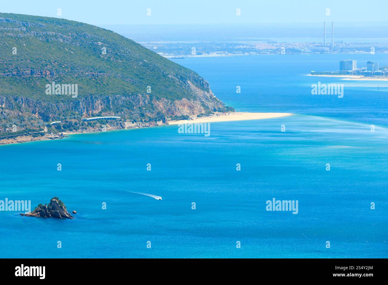 Summer sea coast landscape. View from Nature Park of Arrabida in ...
